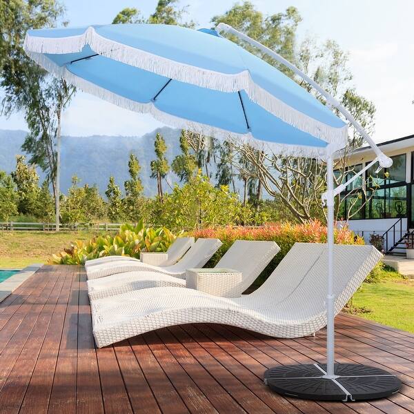 Outdoor 9Ft Hanging Cantilever Umbrella Fiberglass Ribs Patio Umbrella ...