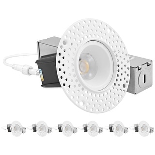 Luxrite 1 Inch LED Trimless Recessed Light with J-Box, 5CCT 2700K-5000K ...