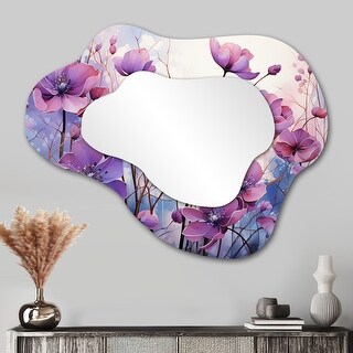 Designart - Surreal Enchantment I - Violets Wall Mirror In Boom Shapes ...