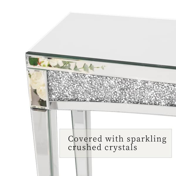 Mirrored Console Table Embedded Sparkling Crystals Diamond - 47.2" x 13 ...