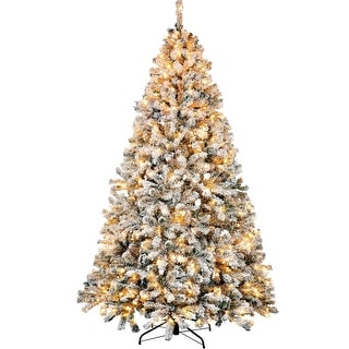 SUGIFT 6ft Artificial Frosted Christmas Tree, Premium Holiday Pine ...