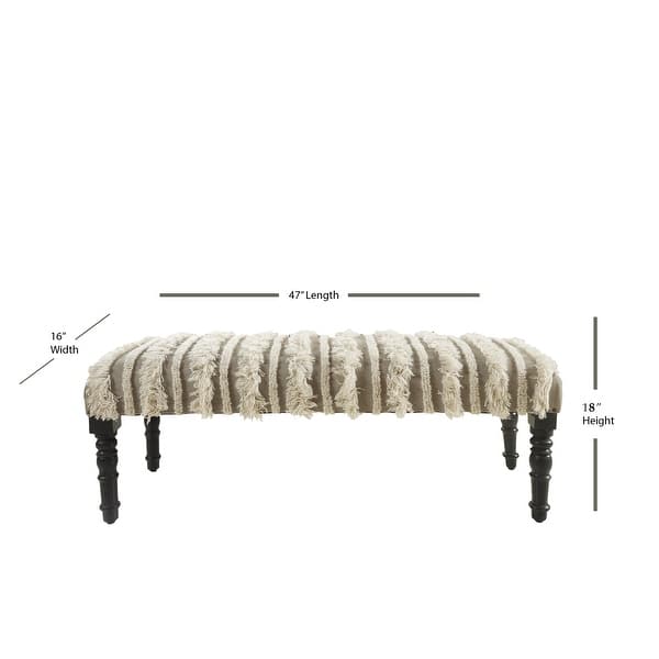 Sevita Cream Tufted Indoor Bench 16"W x 47"L x 18"H - 3'11" x 1'4 ...