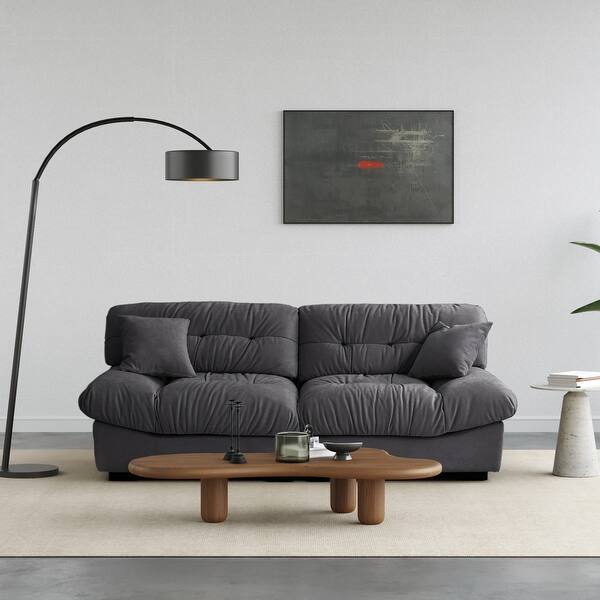 105'' Modern Section Sofa with Arms Velvet Fabric Sofa For Living Room ...