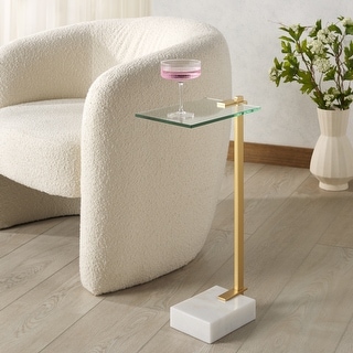 SAFAVIEH Couture Idris Marble Base Drink Table - 11"W x 8"D x 24"H ...