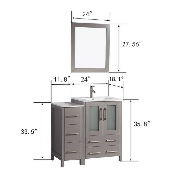 Vanity Art 36-Inch Single Sink Bathroom Vanity with Top & Free Mirror ...