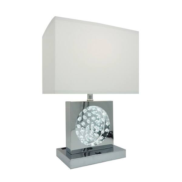 Rohi 22 Inch Table Lamp, White Fabric Shade, Chrome Base, LED Accents ...