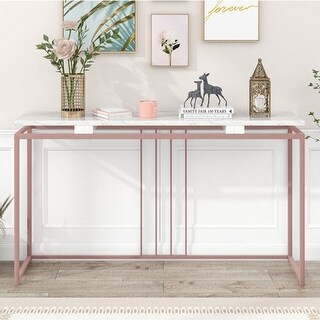 Pink+white console table mdf+steel office table living room entryway ...