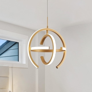 Modern Chandelier Gold LED Pendant Light Fixtures 4000K Dimmable Easy ...