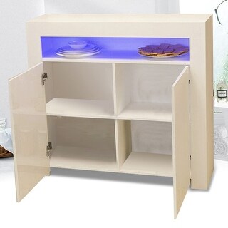 Cupboard Cabinet, LED Sideboard Kitchen Storage Cabinet Cupboard Buffet ...