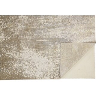 5' X 8' Ivory Gray And Gold Abstract Stain Resistant Area Rug - 3'6 ...