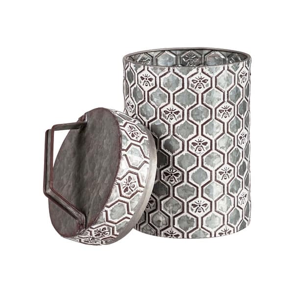 Embossed Metal Storage Containers, Outdoor Safe, Nested Set of 2 - Bed ...