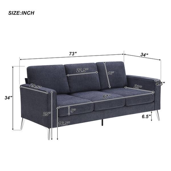 Modern 3-Piece Sofa Sets Chenille Upholstered Couches Sets for Living ...