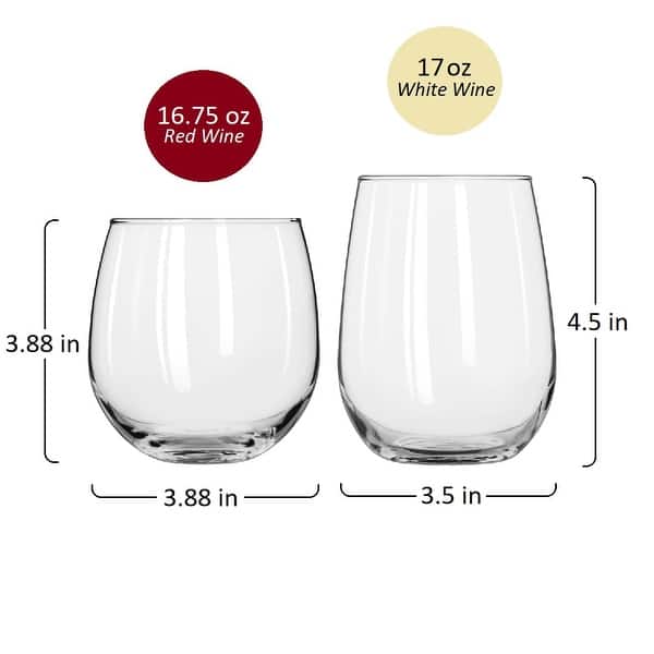 Libbey Stemless 12-Piece Wine Glass Party Set for Red and White Wines - Bed Bath & Beyond - 17928303