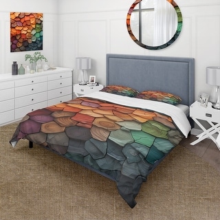 Designart "Orange bark tree collage" Tree Bedding Cover Set ...