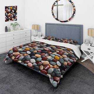 Designart "Timeless Meditation Stone Pattern" Grey Glam - Bedding Set ...