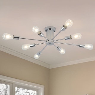 30.07 in. 8-Light Metal Sputnik Light Semi-Flush Mount Light for ...