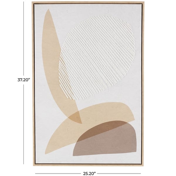 Brown Wooden Overlapping Shapes Abstract Framed Wall Art with White ...