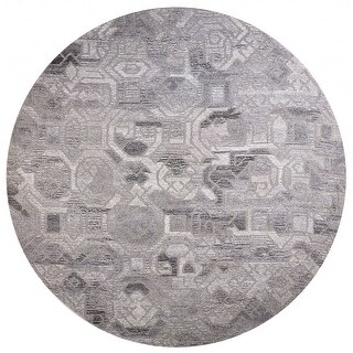 8' Gray Ivory And Taupe Round Wool Abstract Tufted Handmade Area Rug ...