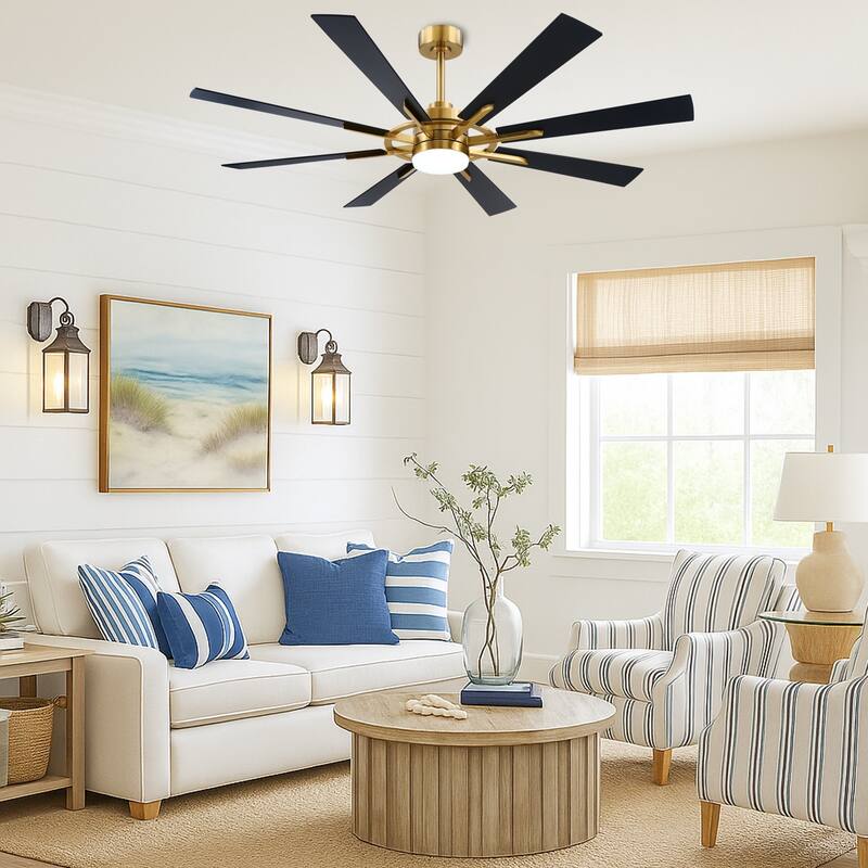 CO-Z 60'' 8-Blade Large Windmill Ceiling Fan with LED Lights and Remote ...