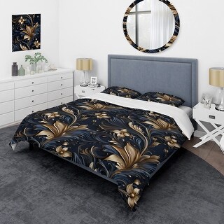Designart "Opulent Allure Deep Navy" Gold Bohemian - Bedding Cover Set ...