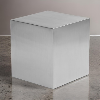 Brioni 16 Inch Side End Table, Square Top, Brushed Silver Metal Frame - Bed Bath & Beyond - 40867402