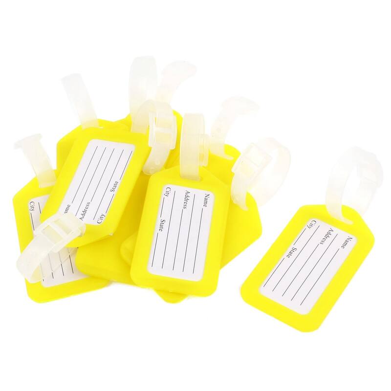 10 Pcs Yellow White Plastic Suitcase Bag Name Label Travel Holder Tags ...