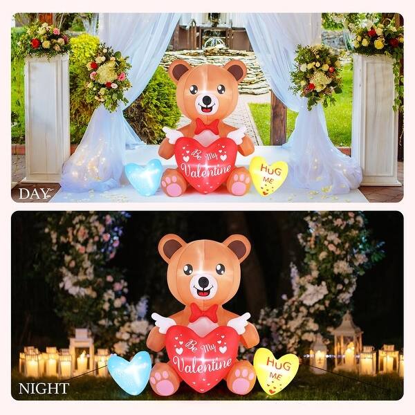 Valentine's Day Inflatable Bear LED Blow Up Lighted Decoration - N/A ...