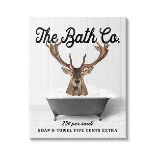 Stupell Vintage Bathroom Elk Canvas Wall Art Design by Lettered and ...