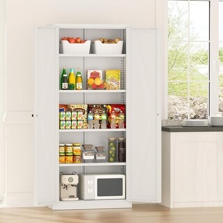 63'' Tall Kitchen Pantry Cabinet with Doors and 4 Shelves, Tall Kitchen ...