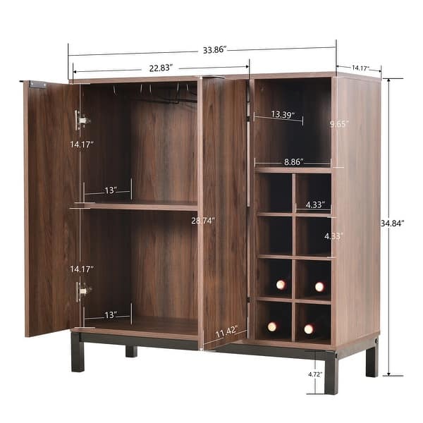 Accent Bar Cabinet with Wine Racks and Adjustable Shelf Storage Coffee ...