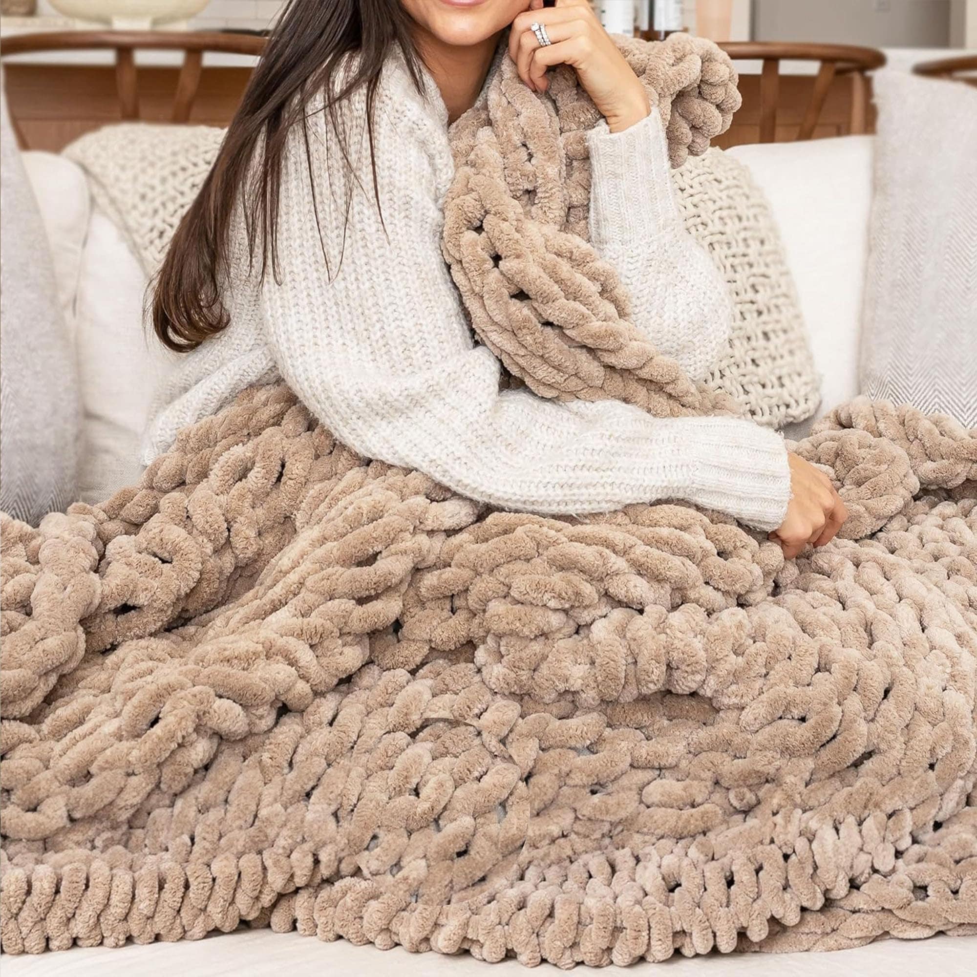 chunky knit blanket tutorial