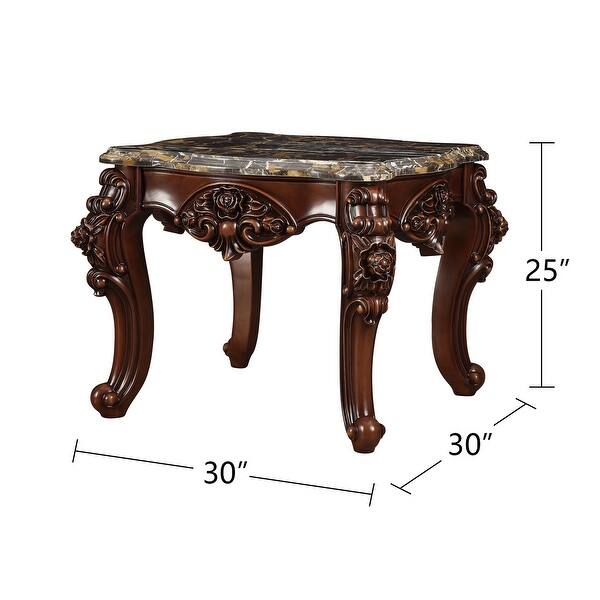 Square Marble End Table with Metal Legs in Walnut Finish - Bed Bath ...