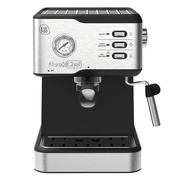 20 Bar Pump Espresso Machine with Pressure Gauge and Milk Frother - Bed ...