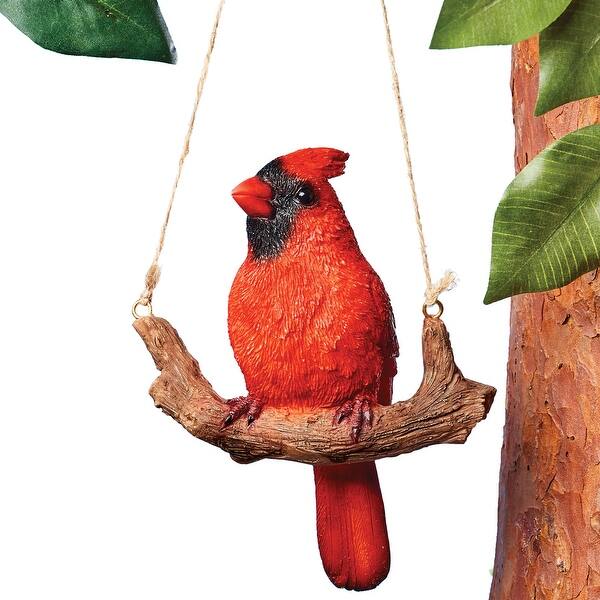 Hanging Cardinal on a Swinging Tree Branch Lawn Ornament - 7.700 x 5. ...