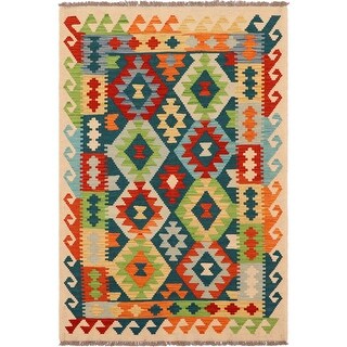Turkish Boh Chic Madelynn Hand-Woven Kilim Rug - 3'3'' x 4'11'' - 3'3 ...