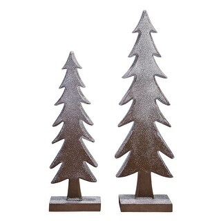 Transpac Wood 20 in. Multicolor Christmas Glitter Trees Set of 2 - Bed ...