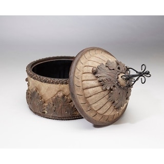 Resin Round Decorative Box, Tan/Green - Bed Bath & Beyond - 42708332