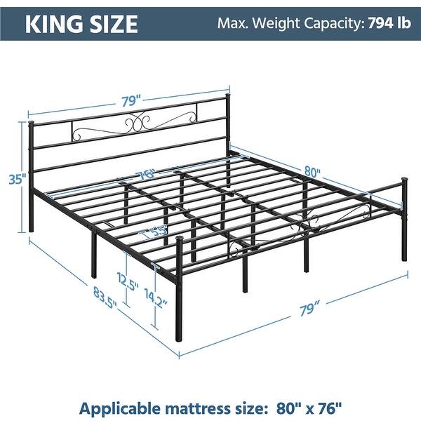 Yaheetech Classic Platform Bed Metal Frame with Headboard - On Sale ...