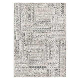 Soft Shag Cream Black Straight Lines Area Rug - Bed Bath & Beyond ...