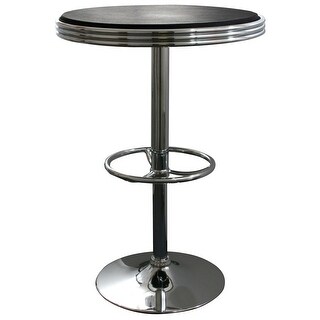 Round Retro Soda Shop Table with Textured Vinyl Finish Covering - Black ...