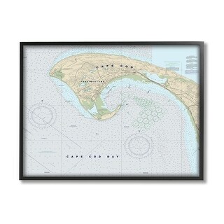 Stupell Cape Cod Massachusetts Cartography Traditional Nautical Map ...