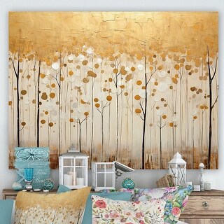 Designart "Minimalism Pink And Gold Forest II" Forest Wall Art - Bed ...