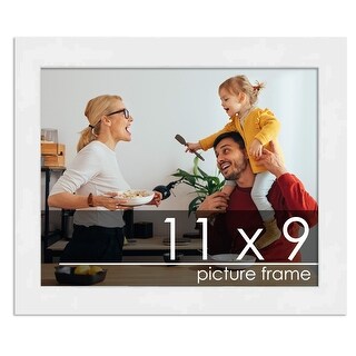 11x9 Contemporary White Wood Picture Frame - UV Acrylic, Foam Board ...