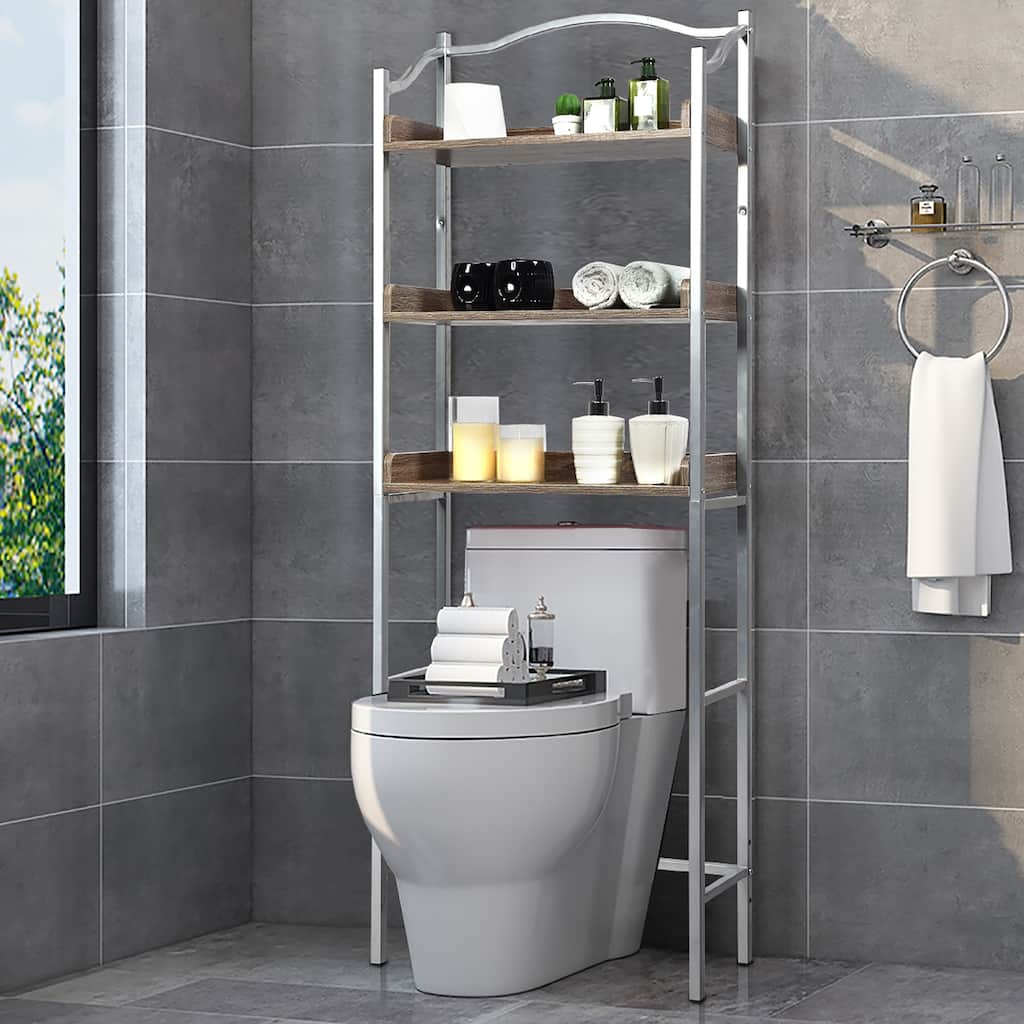 3 Tier Over the Toilet Space saver Bathroom Rack w Adjustable Shelves ...