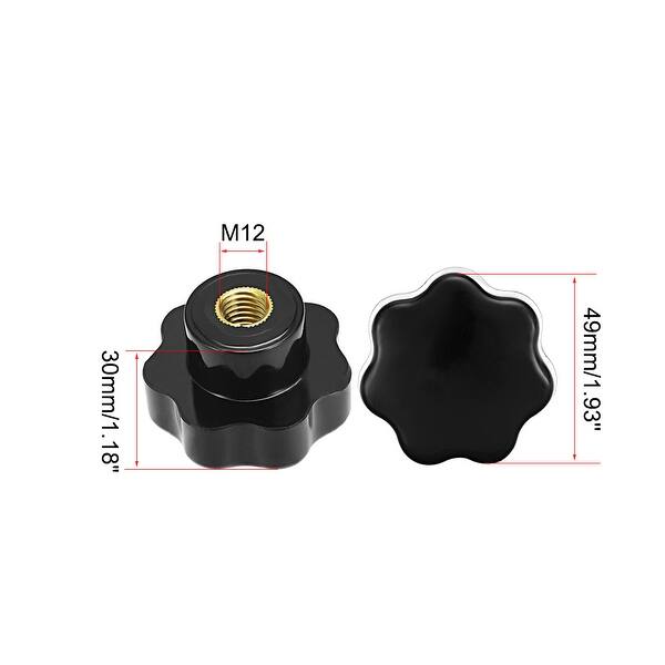 Star Knob Grip Handle M12 Diameter Insert Female Threaded Black - Bed ...