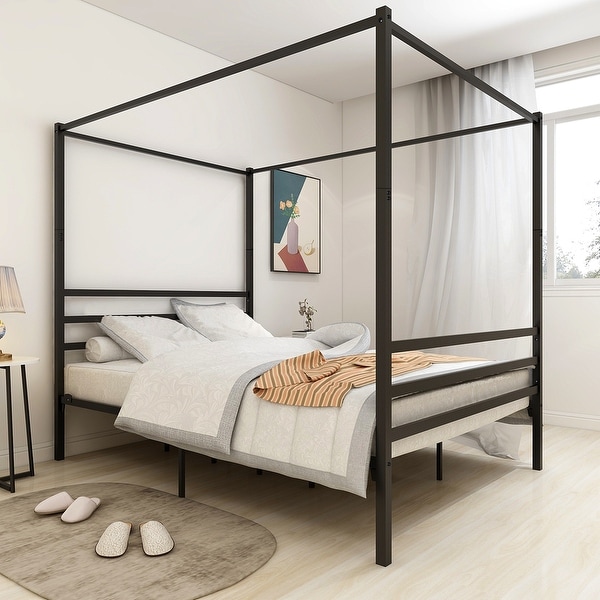 TiramisuBest Queen Size Metal Canopy Bed Frame Black Bed Bath Beyond 34069934