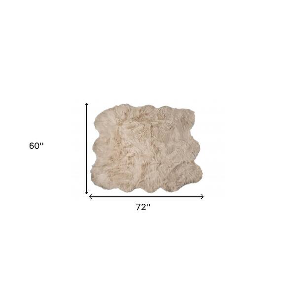 HomeRoots 5' X 6' Taupe Faux Sheepskin Non Skid Area Rug - 5' Octagon ...