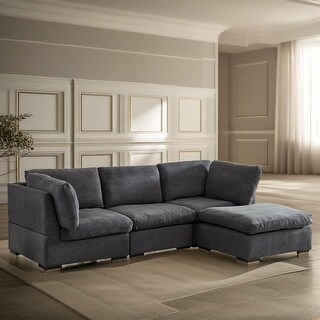 L Shape Modular Soft Fabric Sofa Filled with Down - Bed Bath & Beyond ...