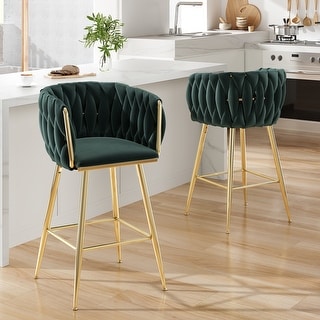 Counter Height Bar Stools Set of 2, 26 Inch Modern Mid-Century Kitchen ...