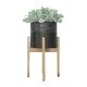 Set of 3 Metal Mesh Planters with Wood Stands Living Room Garden ...